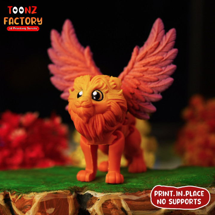 3D Printable PRINT-IN-PLACE CUTE FLEXI LION ARTICULATED by Toonz Factory