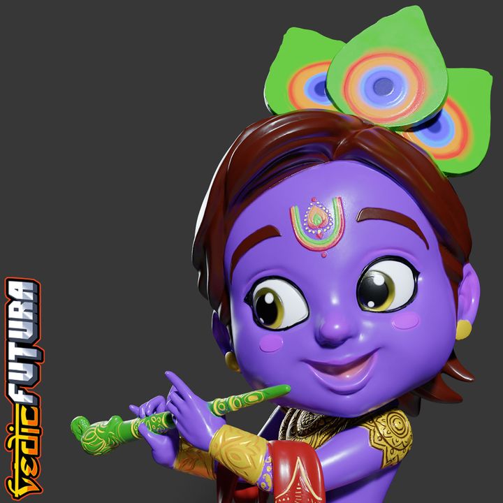 3D Printable Krishna Chibi - The Divine Child [Easy Paint] by VedicFutura