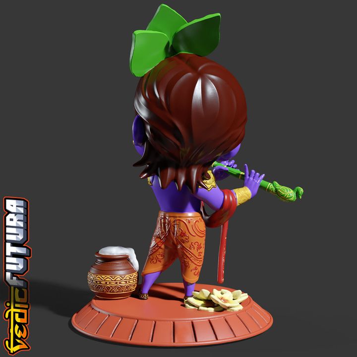 3D Printable Krishna Chibi - The Divine Child [Easy Paint] by VedicFutura