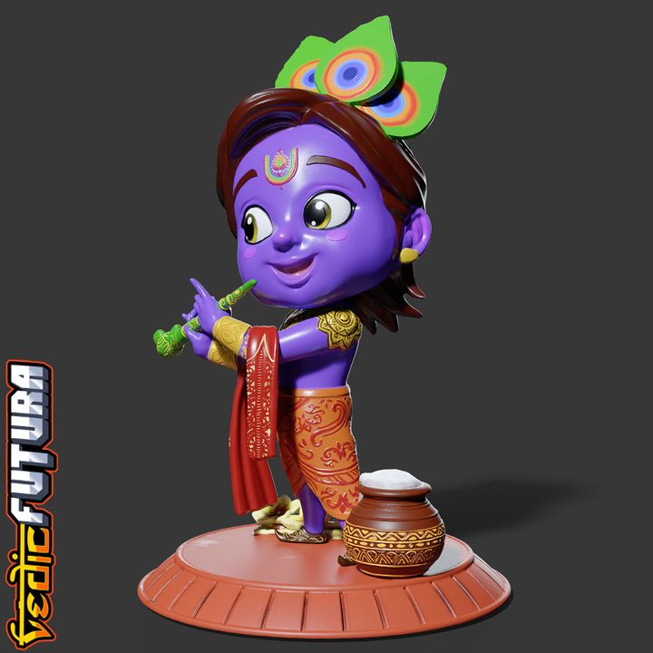 3D Printable Krishna Chibi - The Divine Child [Easy Paint] by VedicFutura