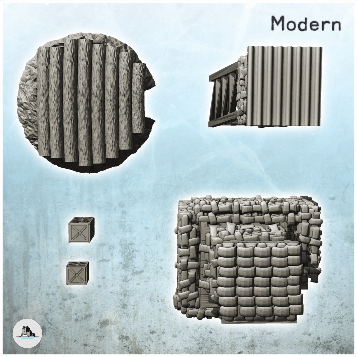 3D Printable Set of fortifications for modern military base with ...