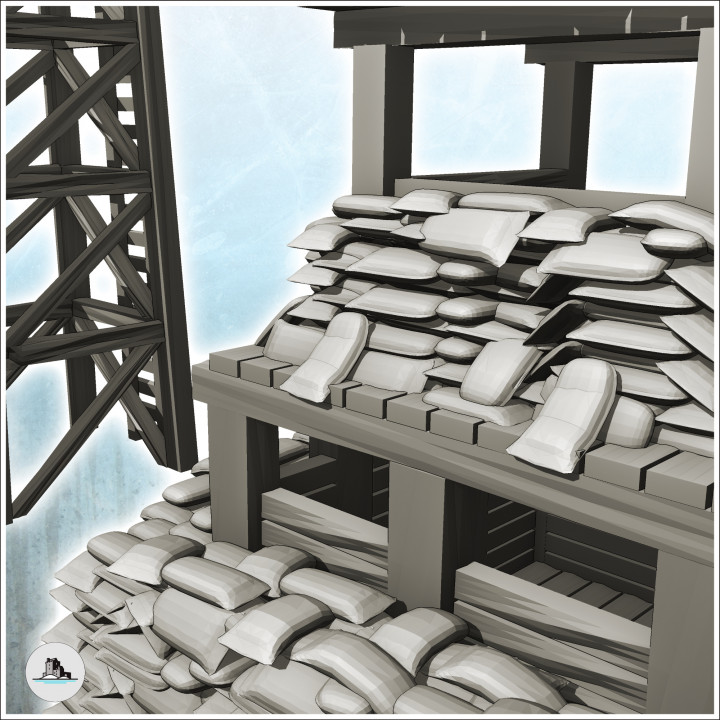 3D Printable Set of fortifications for modern military base with ...