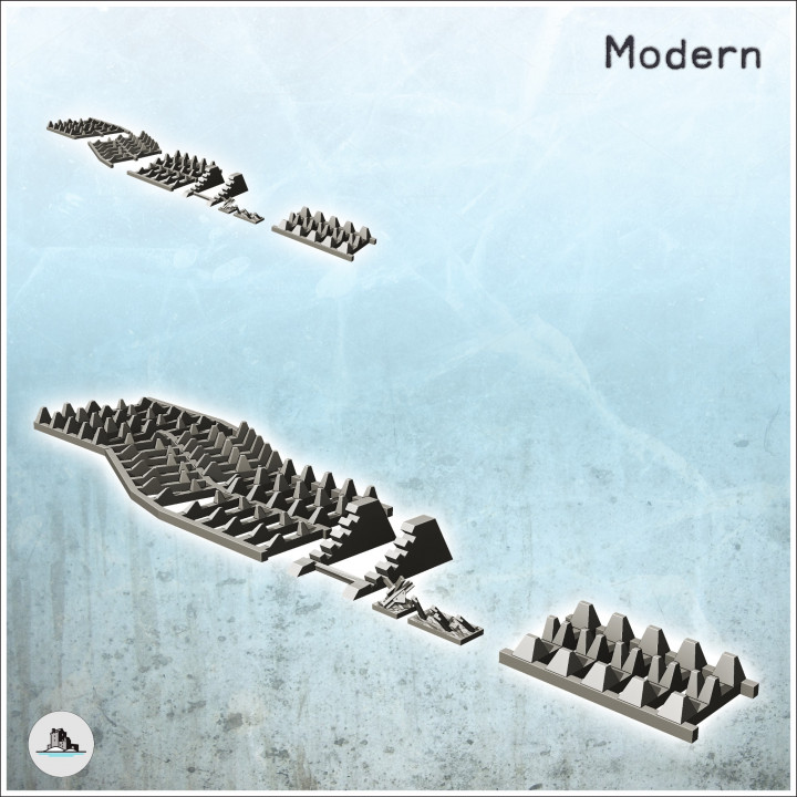 3D Printable Set of anti-tank fortifications with dragon teeth (1 ...