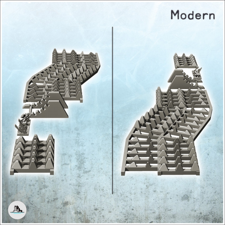 3D Printable Set of anti-tank fortifications with dragon teeth (1 ...