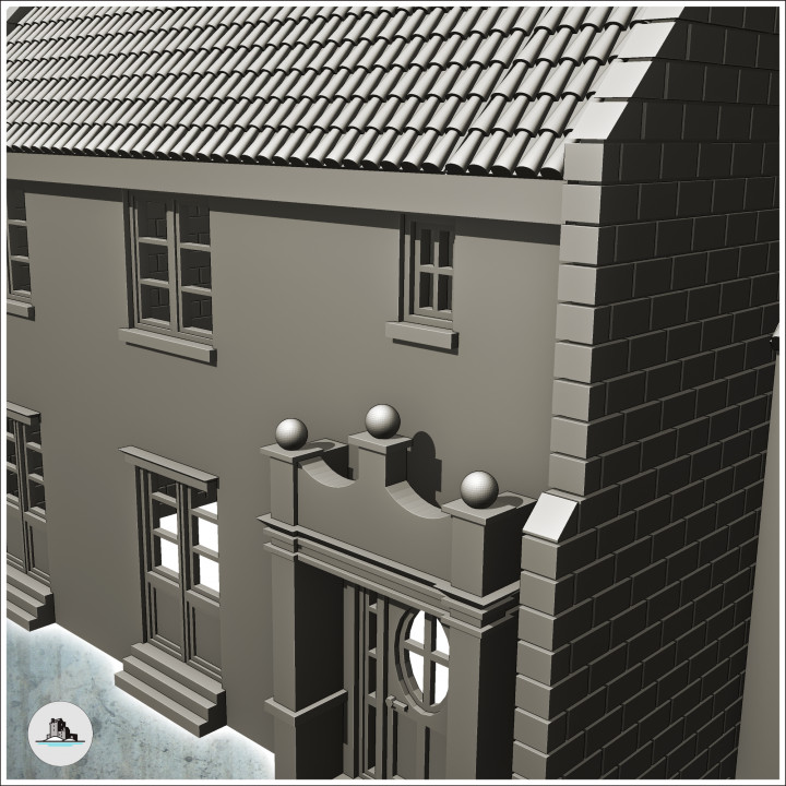 3D Printable Double houses with central building and floor (6) - Modern ...