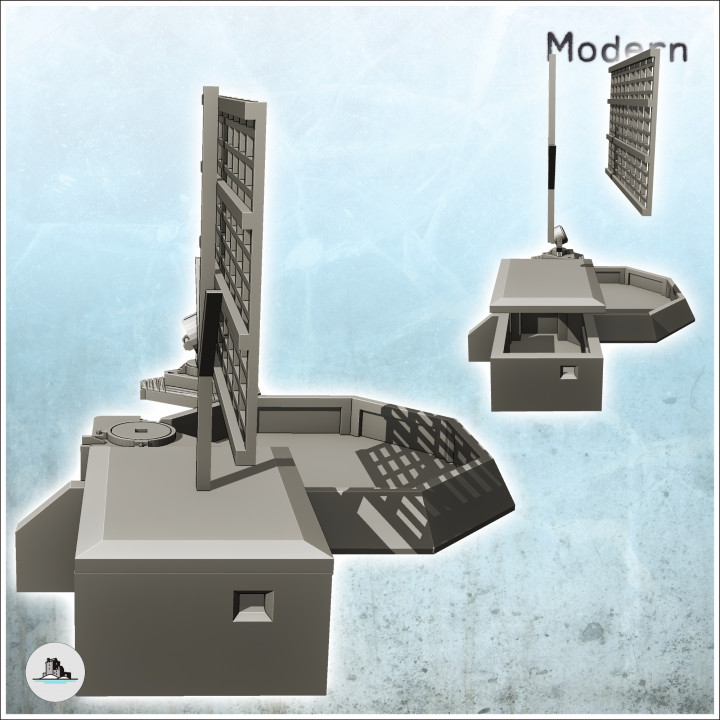 3D Printable Radar installation with light spot, bunker and air defense ...