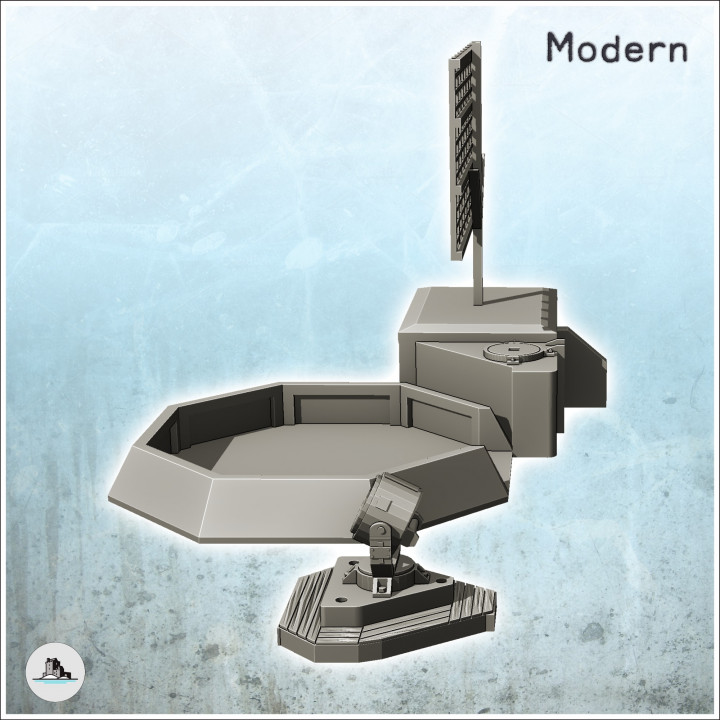 3D Printable Radar installation with light spot, bunker and air defense ...