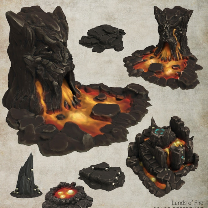 3D Printable Lands of Fire - Scenery Set by 3DHexes