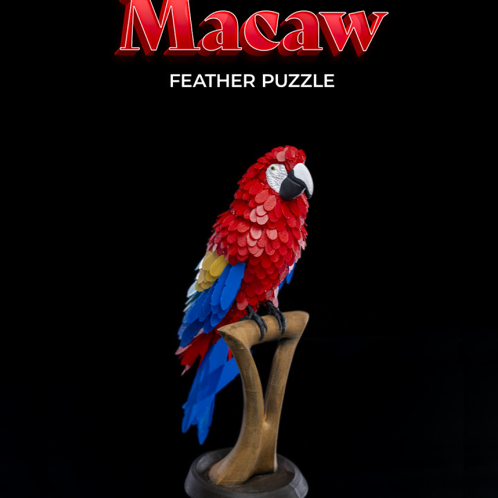 3D Printable Macaw Feather Puzzle by Stlflix