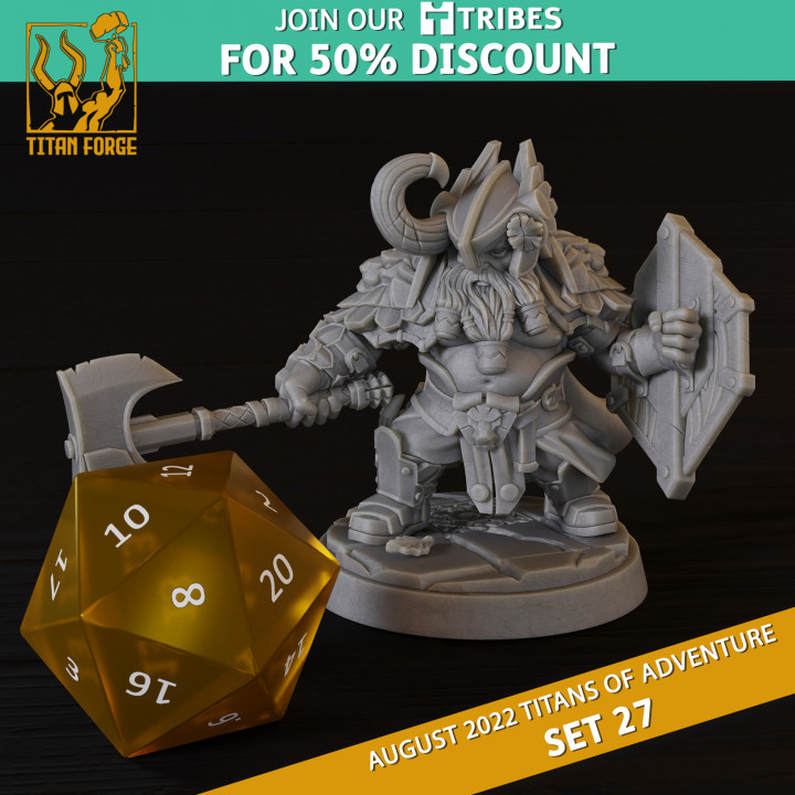 3D Printable Dwarf Male Fighter - RPG Hero Character D&D 5e - Titans of Adventure Set 27 by ...