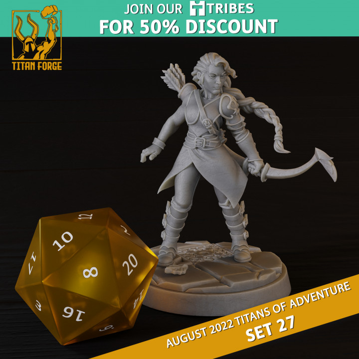 3D Printable Human Female Fighter - RPG Hero Character D&D 5e - Titans ...