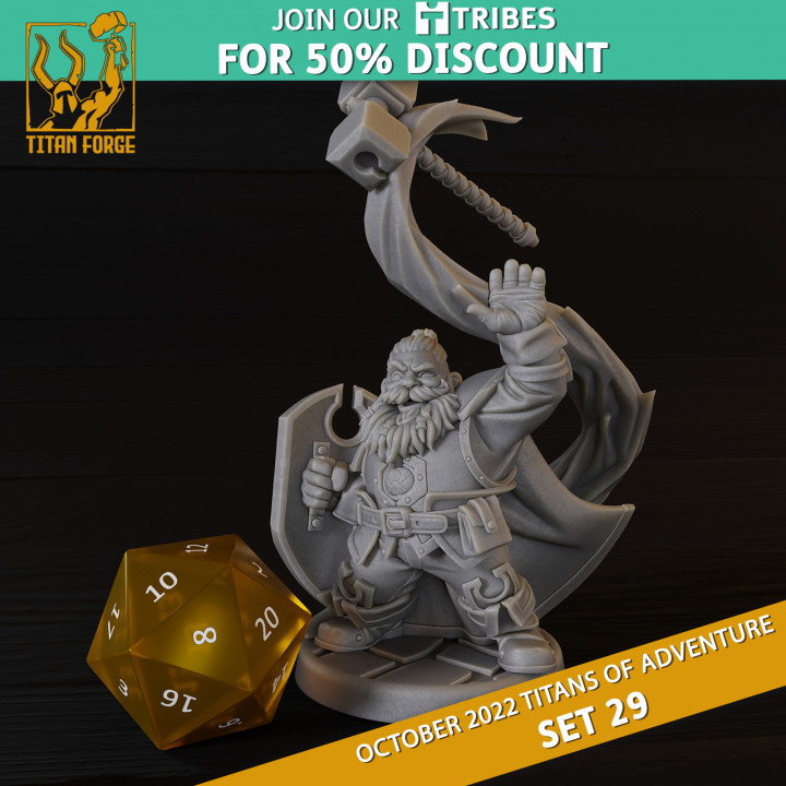 3D Printable Dwarf Male Paladin - RPG Hero Character D&D 5e - Titans of Adventure Set 29 by ...