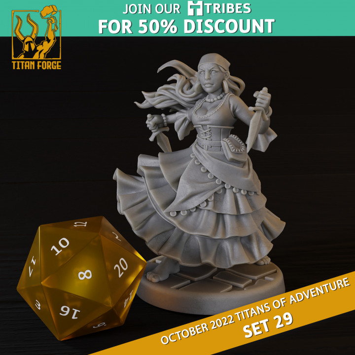 3D Printable Human Female Bard - RPG Hero Character D&D 5e - Titans of ...