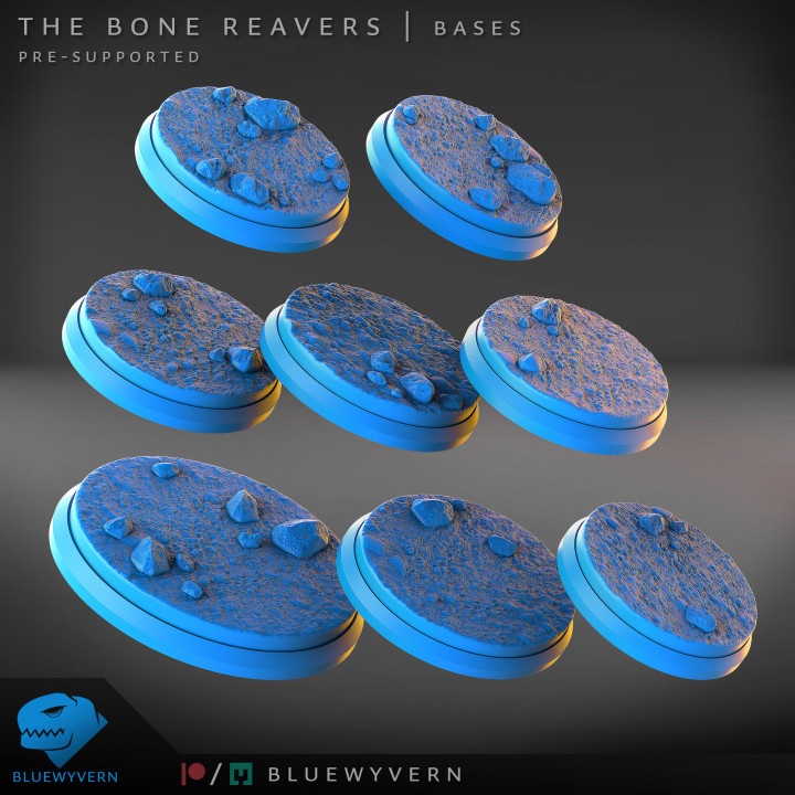 3D Printable The Bone Reavers - Bases A by BlueWyvern