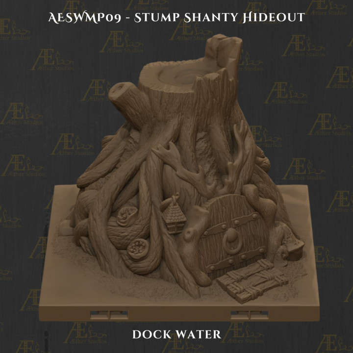 3D Printable AESWMP09 – Stump Shanty Hideout by Aether Studios