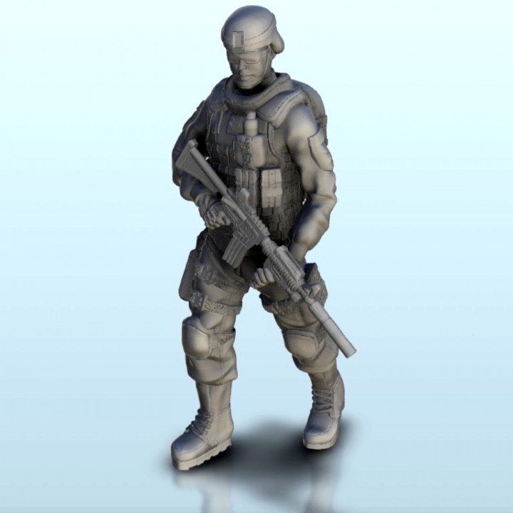 3D Printable Modern US soldier walking - USA American Marines army Cold ...