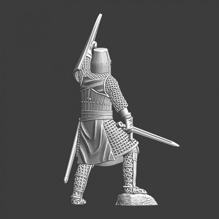 3D Printable Medieval crusader knight - celebrating shield up by ...