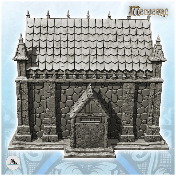 3D Printable Gothic building with tiled roof and spikes (12) - Medieval ...
