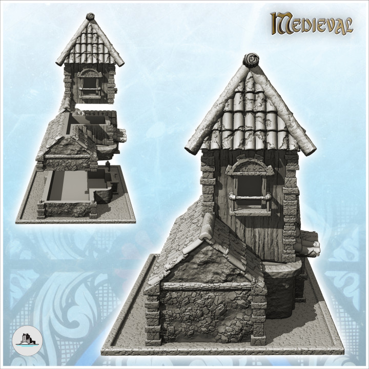 3D Printable Medieval wooden building with everything and support ...