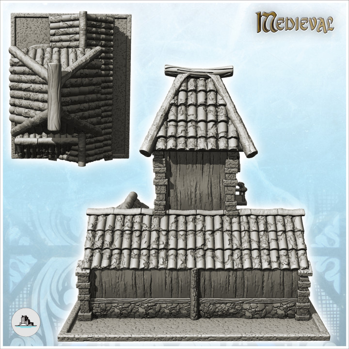 3D Printable Medieval wooden building with everything and support ...
