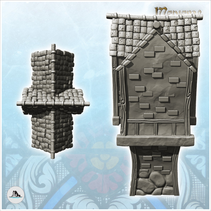 3D Printable Medieval house with wooden beams with large floor with ...