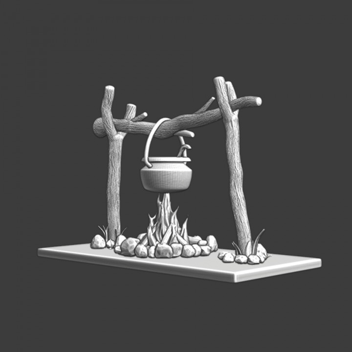 3D Printable Medieval Campfire by Northern Crusades Miniatures