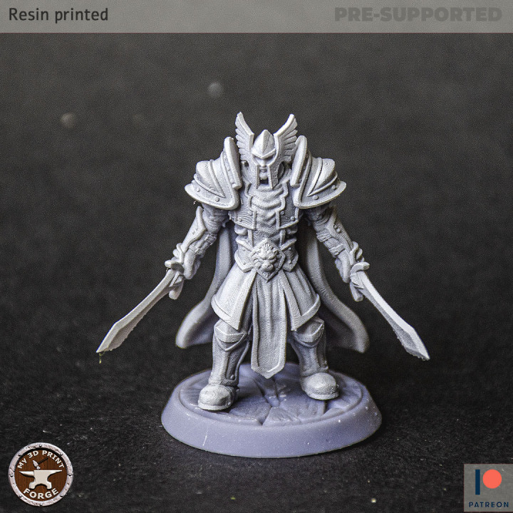 3D Printable Knight Captain Two Swords by My3DPrintForge
