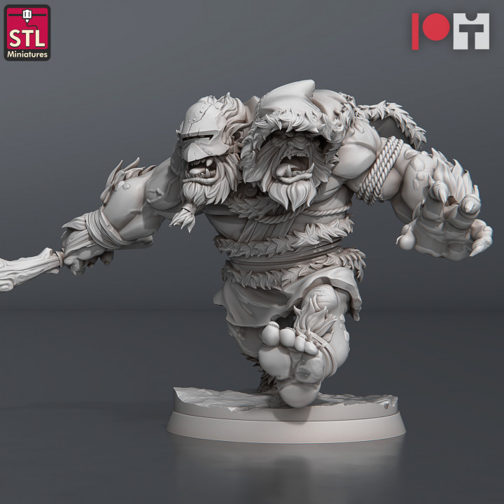 3D Printable Two Headed Show Troll Set by STL Miniatures