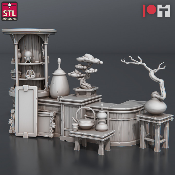3D Printable Antique Shop Counter by STL Miniatures