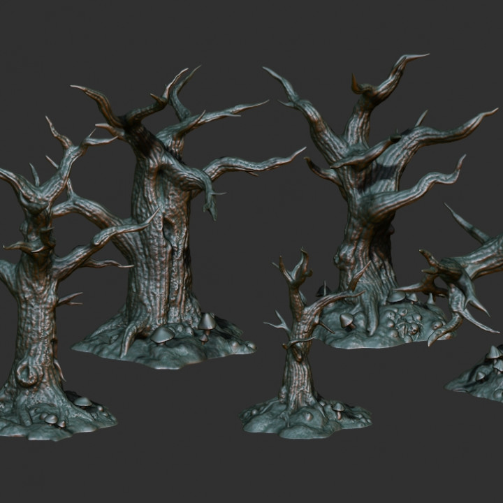 3D Printable Crooked Oak Trees by Grimskald