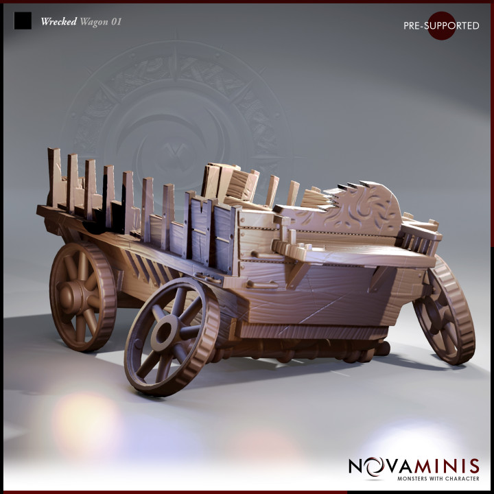 3D Printable Wrecked Wagon 01 by NovaMinis