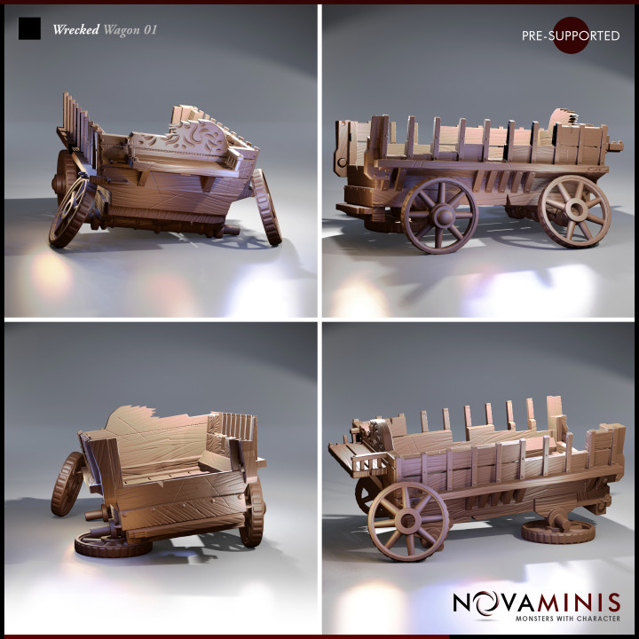 3D Printable Wrecked Wagon 01 by NovaMinis