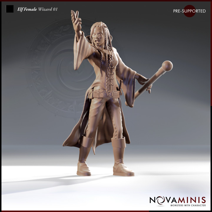 3D Printable Elf Female Wizard 01 by NovaMinis