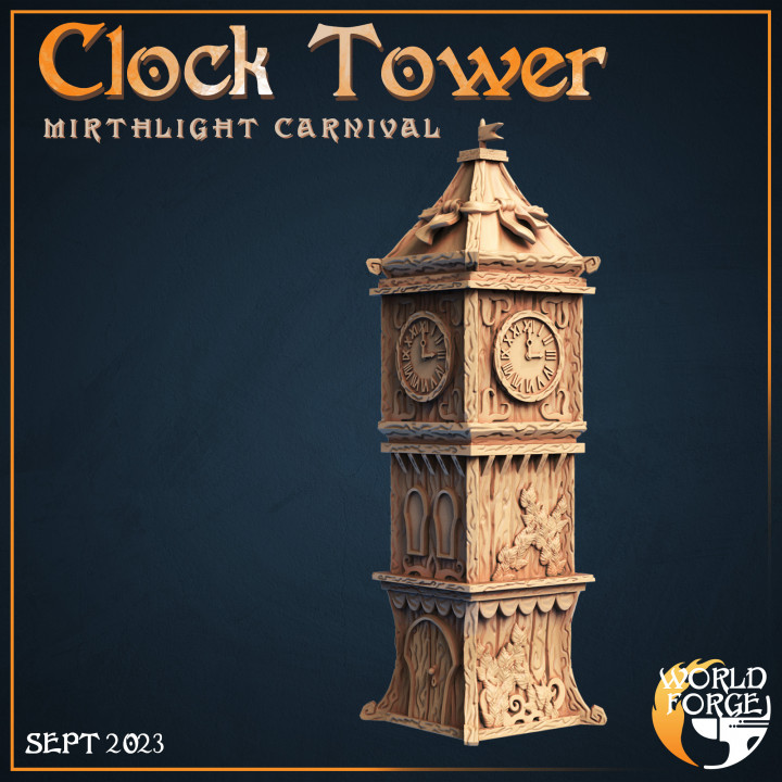 3D Printable Clock Tower by World Forge Miniatures