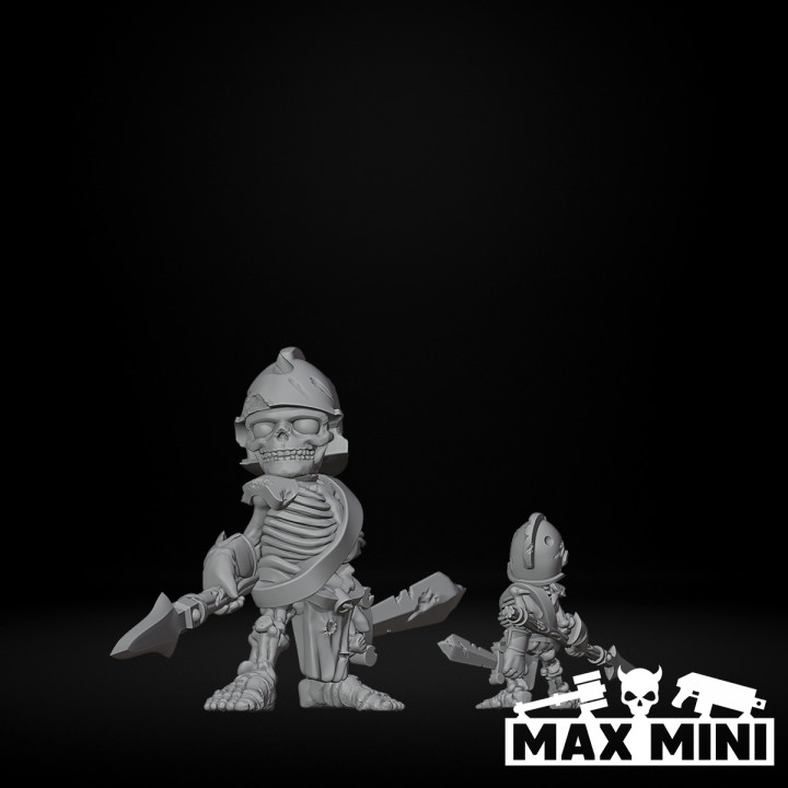 3D Printable Halfling Undead Skeleton Spears Command by Max Mini