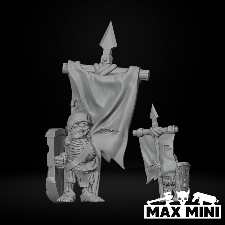 3D Printable Halfling Undead Skeleton Spears Command by Max Mini