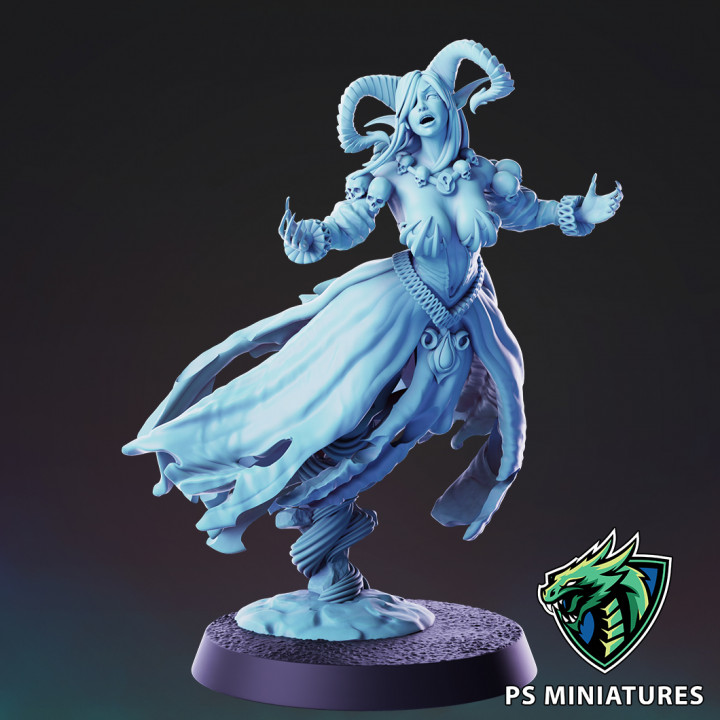 3D Printable Cursed Elf Banshee - Pose 1 + Pinups by PSMiniatures