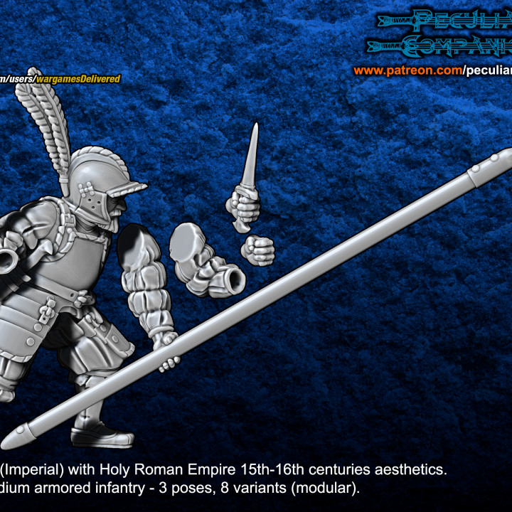 3D Printable German Pikemen and Halberdiers by Ludus Bellum