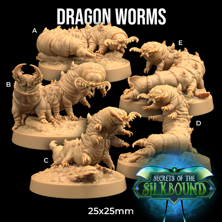3D Printable Dragon Worms | PRESUPPORTED | Secrets of The Silkbound ...