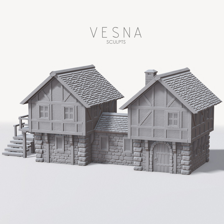 3D Printable MEDIEVAL MANOR HOUSE by VESNA SCULPTS