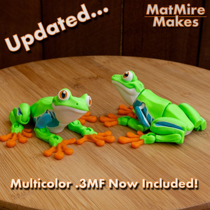 3D Printable Tree Frog, Articulated fidget, Print-In-Place Body, Snap ...