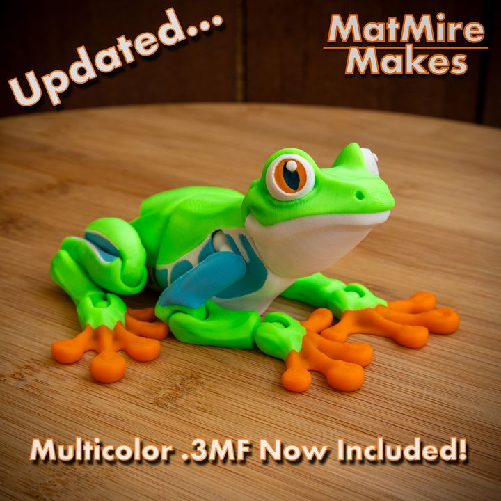 3D Printable Tree Frog, Articulated fidget, Print-In-Place Body, Snap ...