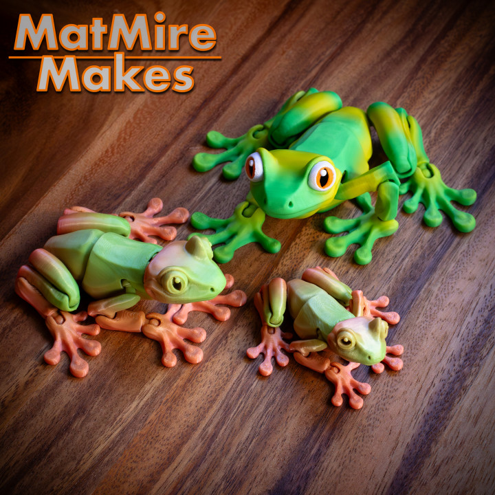 3D Printable Tree Frog, Articulated fidget, Print-In-Place Body, Snap ...