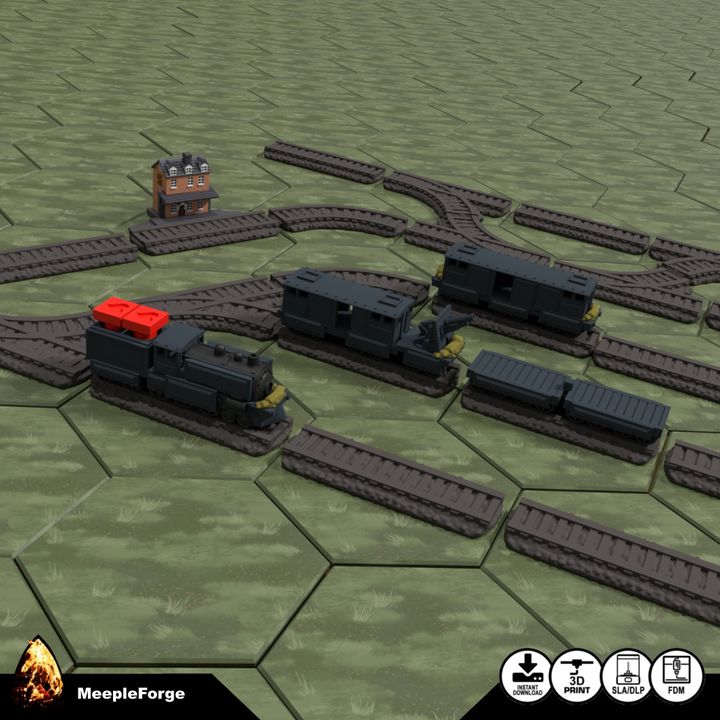 3D Printable Armoured Train and Tracks WW2 (v2) by Andy at MeepleForge