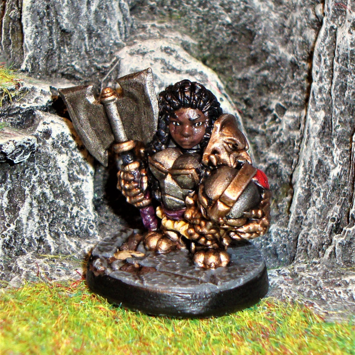 3D Print of Female Dwarf Champion "Hilda Ironclaw" 28mm Scale by Magarch