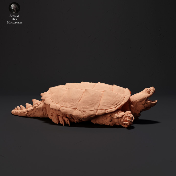 3D Printable Common Snapping Turtle Aggressive by Animal Den Miniatures