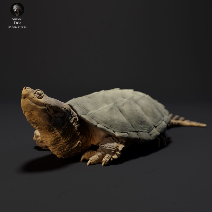 3D Printable Common Snapping Turtle Sunbathing by Animal Den Miniatures