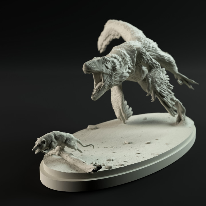 3D Printable Dromeosaurus chasing Alphadon 1-12 scale pre-supported ...