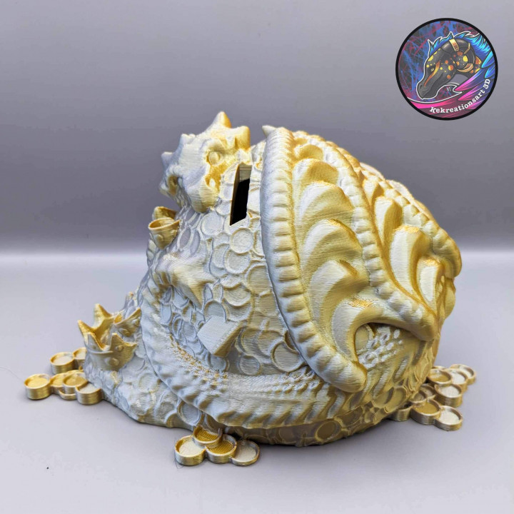 3D Printable Dragon Piggy Bank by Kirsten M