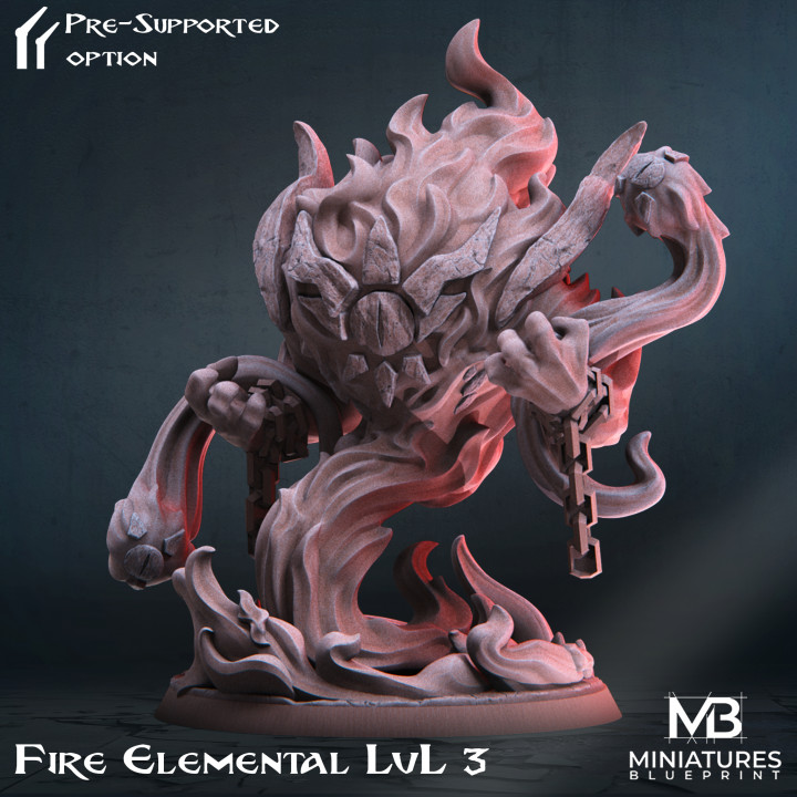 3D Printable Fire Elemental - LvL 3 by Miniatures Blueprint